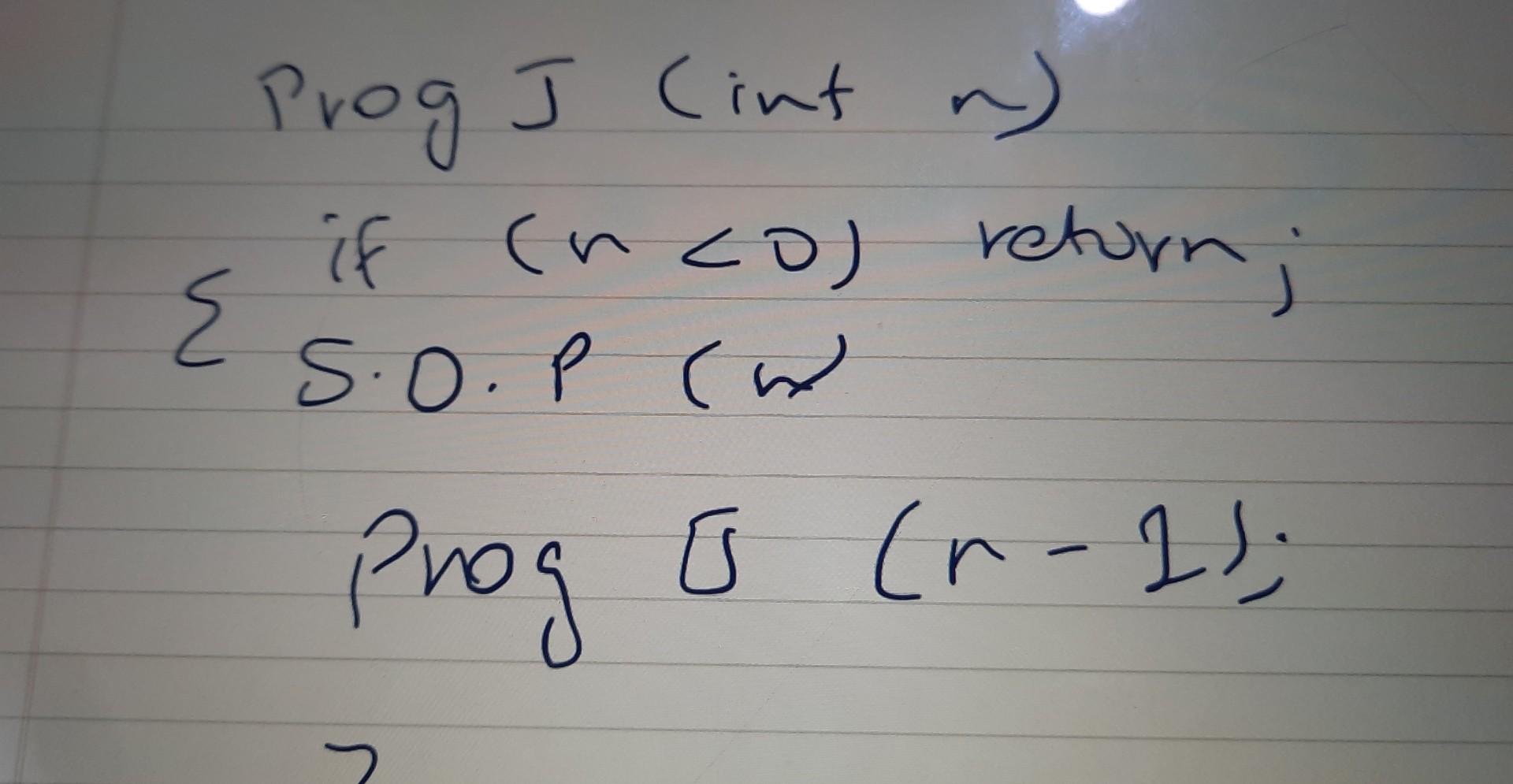 Solved Prog J (int n) ∑ if (n