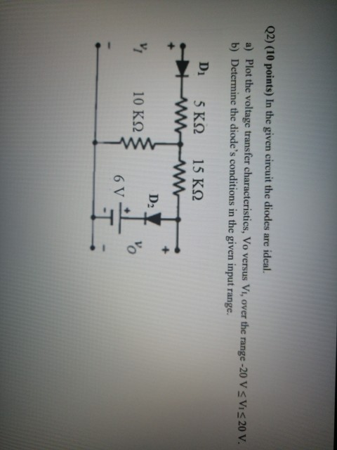 Solved Q2) (10 points) In the given circuit the diodes are | Chegg.com