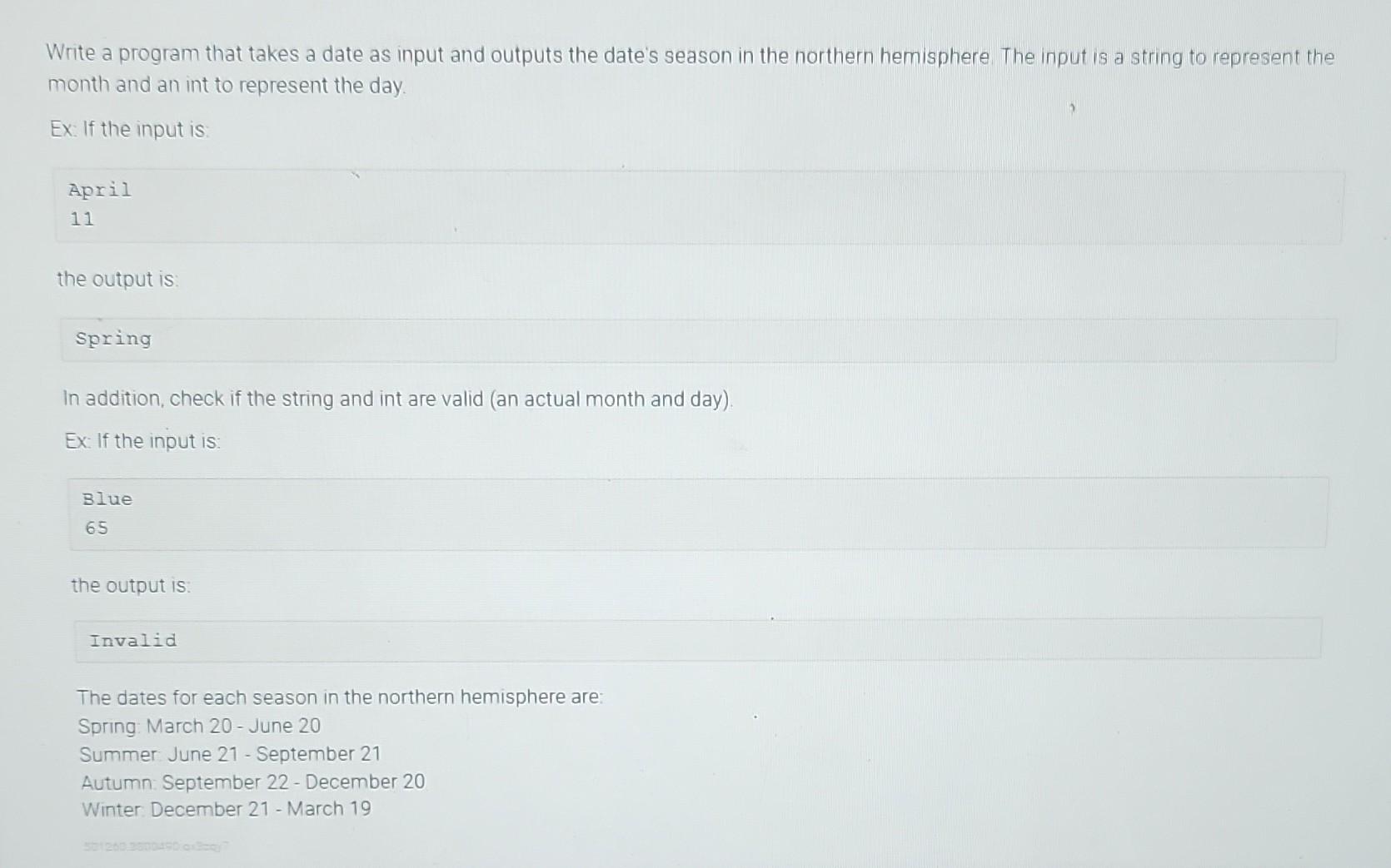 Solved Write a program that takes a date as input and | Chegg.com