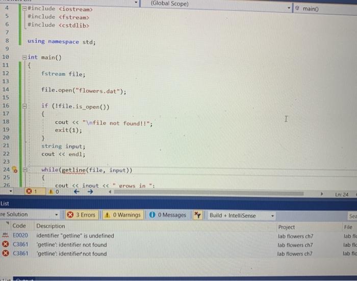 Solved (Global Scope) 4 @maino 5 #include tinclude | Chegg.com