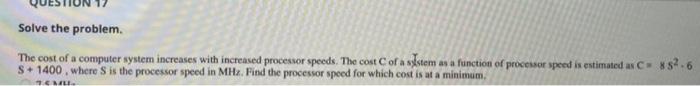 Solved Solve the problem. The cost of a computer system | Chegg.com