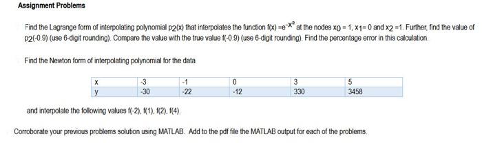 Solved Assignment Problems Find the Lagrange form of | Chegg.com