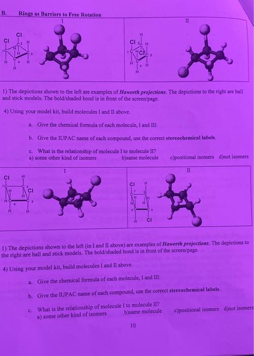 Solved B. Rings as Barriers to Free Rotation 1) The | Chegg.com