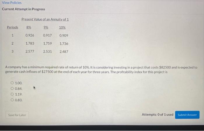 Solved View Policies Current Attempt in Progress Present | Chegg.com