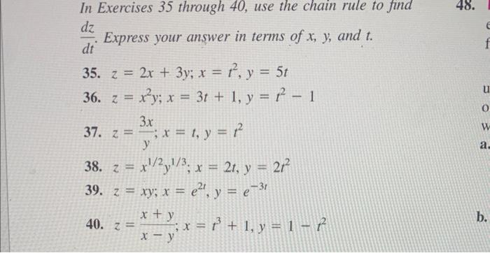 Solved In Exercises 35 through 40, use the chain rule to | Chegg.com