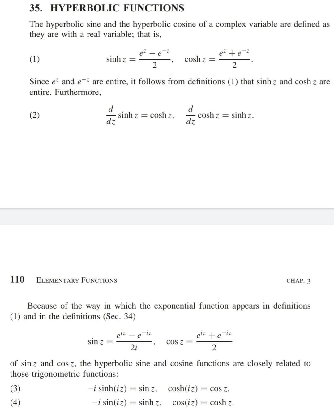 Solved 2. Prove that sinh2z=2sinhzcoshz by starting with (a) | Chegg.com
