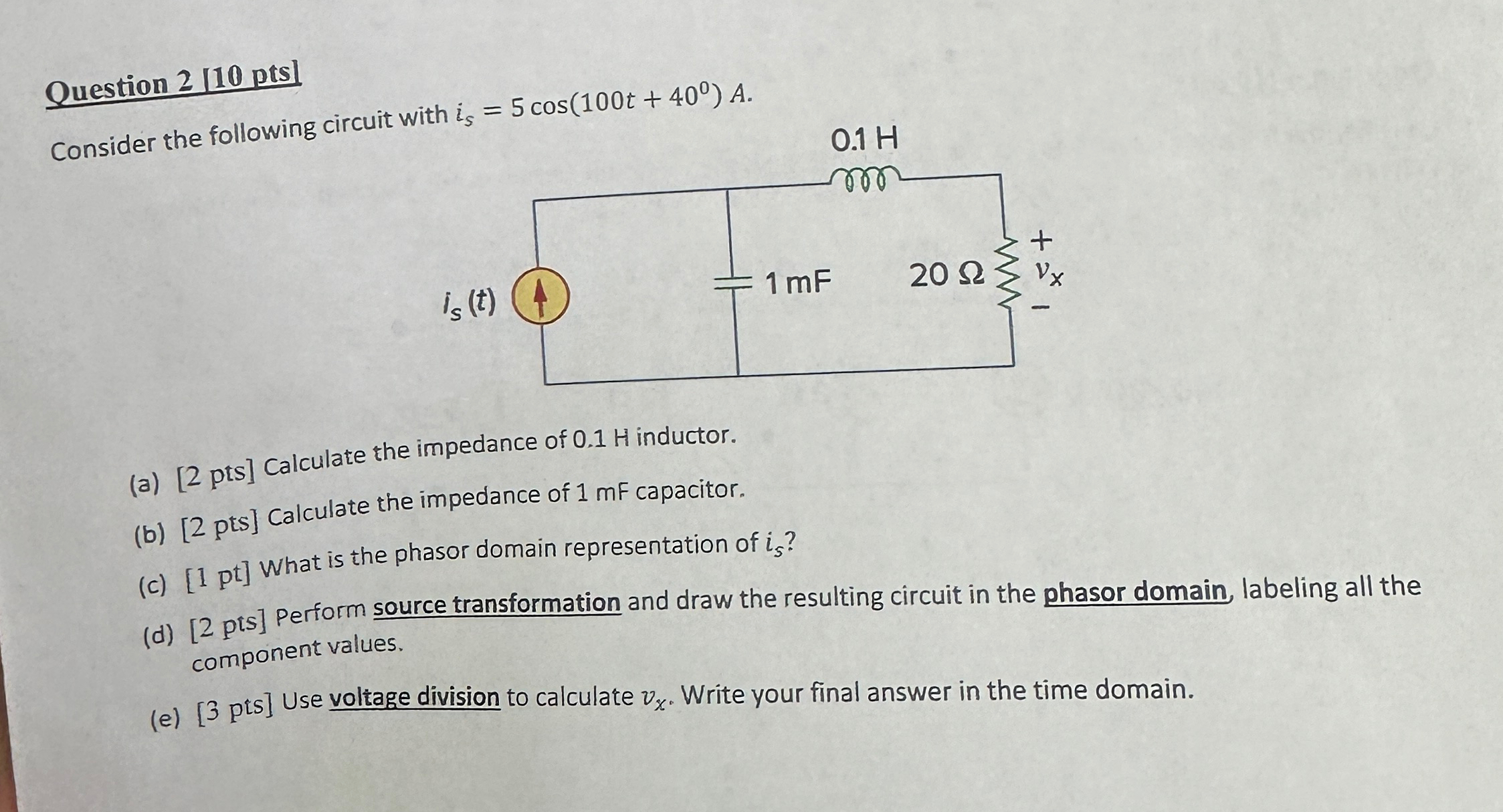 Solved Question 2 [10 ﻿pts]Consider the following circuit | Chegg.com