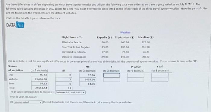 Solved Are there differences in airfare depending on which | Chegg.com
