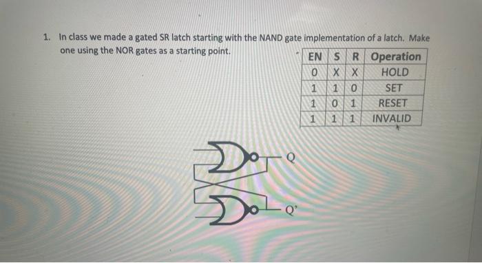 Solved In class we made a gated SR latch starting with the | Chegg.com