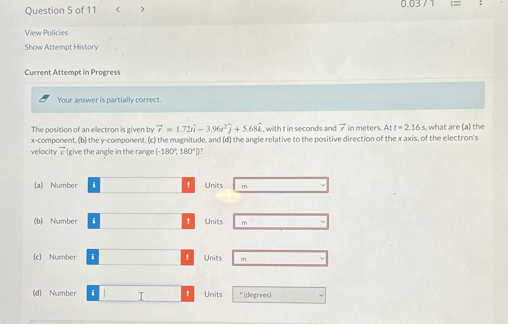 Solved Question 5 ﻿of 11View PoliciesShow Attempt | Chegg.com
