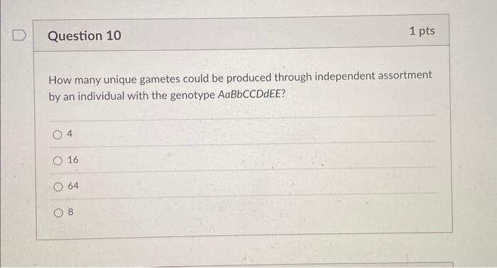 Solved How many unique gametes could be produced through | Chegg.com