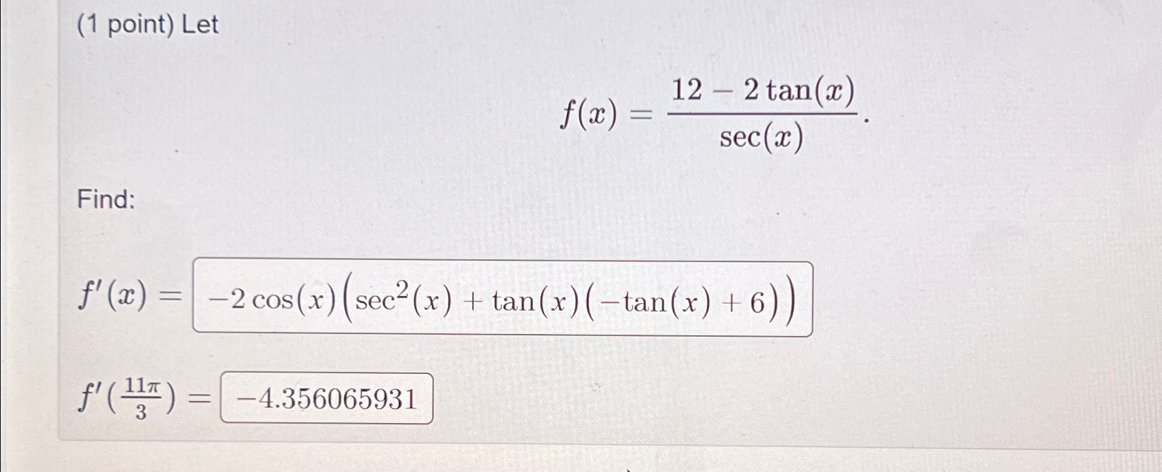 Solved (1 ﻿point) | Chegg.com