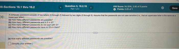 Solved A computer password consists of two letters (A | Chegg.com