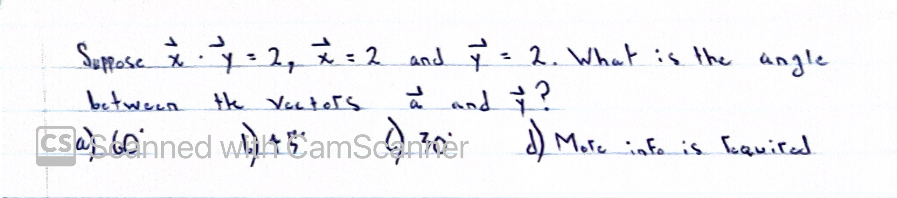 Solved Sappose vec(x)*vec(y)=2,vec(x)=2 ﻿and vec(y)=2. ﻿What | Chegg.com