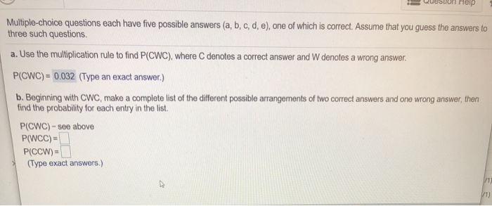 Solved Multiple-choice questions each have five possible | Chegg.com