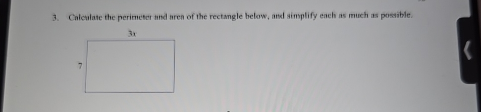 Solved Calculate the perimeter and aren of the rectangle | Chegg.com