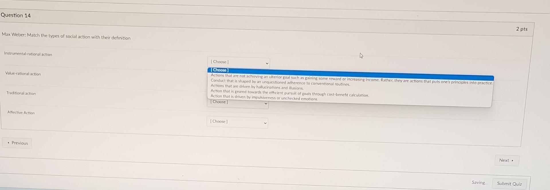 Max Weber: Match the types of social action with | Chegg.com