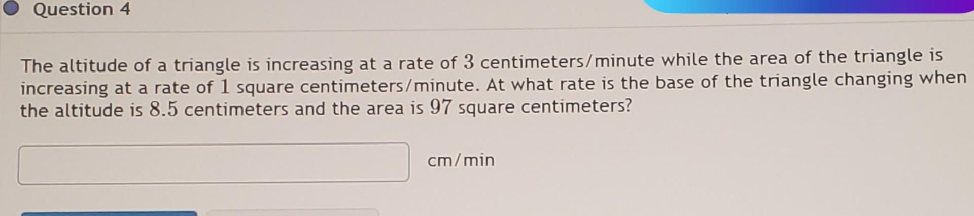 Solved The altitude of a triangle is increasing at a rate of | Chegg.com