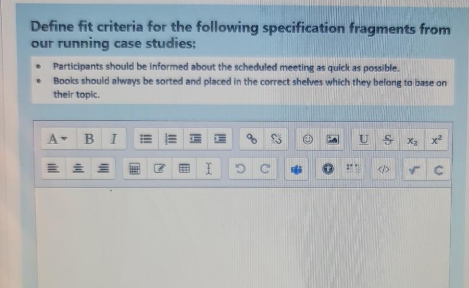 Solved Define fit criteria for the following specification | Chegg.com