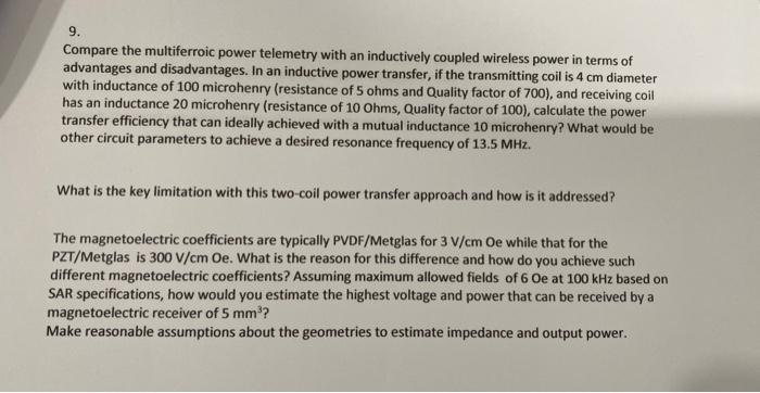Solved 9. Compare the multiferroic power telemetry with an | Chegg.com