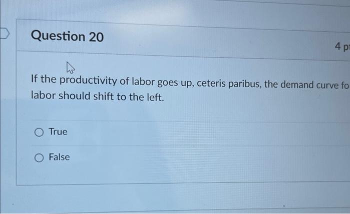 Solved If the productivity of labor goes up, ceteris | Chegg.com