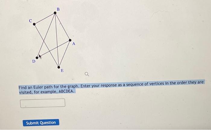 Solved B B A D E a Find an Euler path for the graph. Enter | Chegg.com
