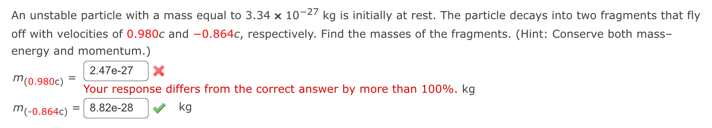 Solved An unstable particle with a mass equal to | Chegg.com