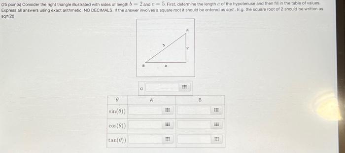 Solved (25 points) Consider the right triangle illustrated | Chegg.com