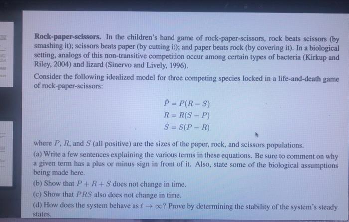 Solved Rock-paper-scissors. In the children's hand game of | Chegg.com