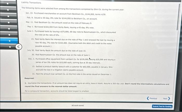 Solved ability Transactions. The following items were | Chegg.com