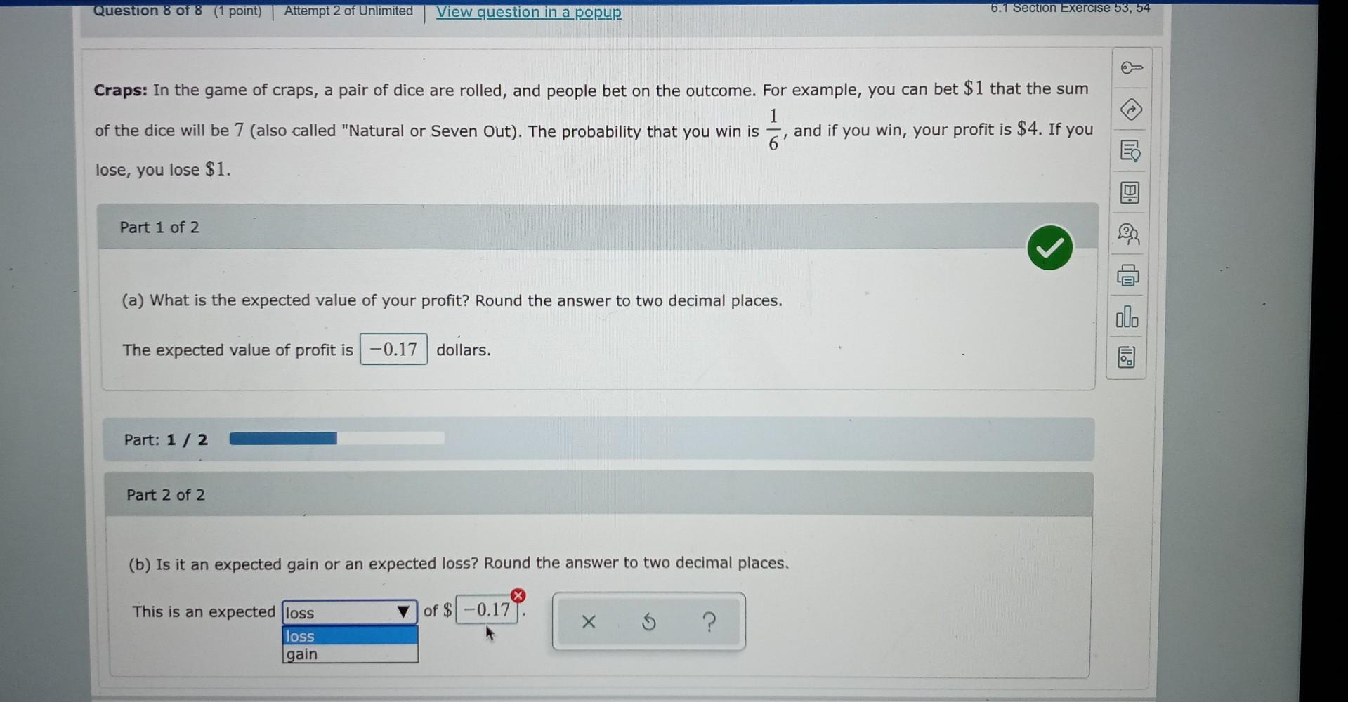Solved Craps: In the game of craps, a pair of dice are | Chegg.com