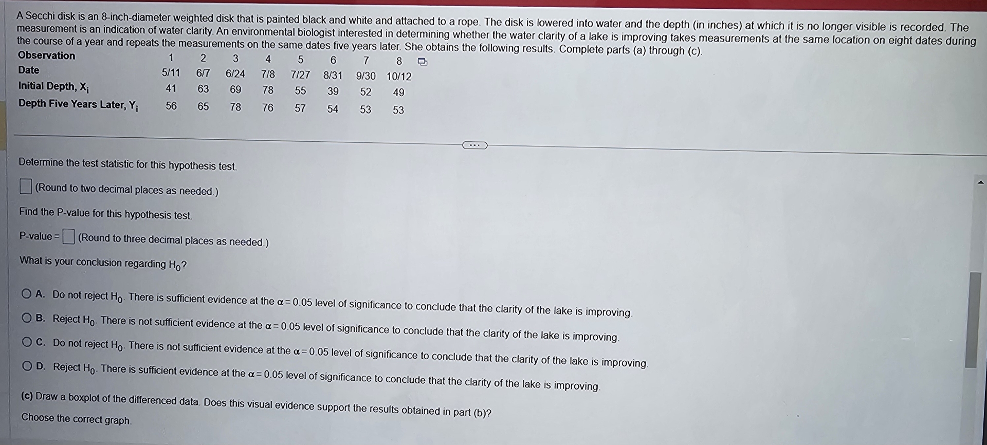 Solved A Secchi disk is an 8 -inch-diameter weighted disk | Chegg.com