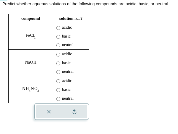 Solved Predict whether aqueous solutions of the following | Chegg.com Solved Predict whether aqueous solutions of the following | Chegg.com