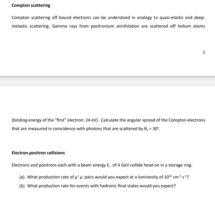 Solved Compton scatteringCompton scattering off bound | Chegg.com
