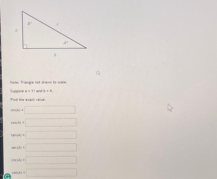 Solved riv a Find the exact value. sin(A) = cos (A) = Note: | Chegg.com