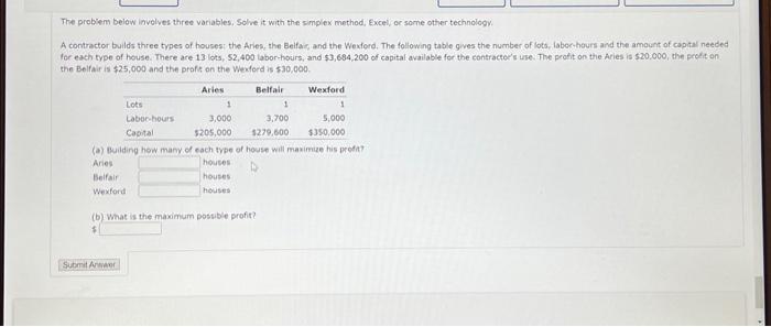 Solved The problem below involves three variables, solve it | Chegg.com