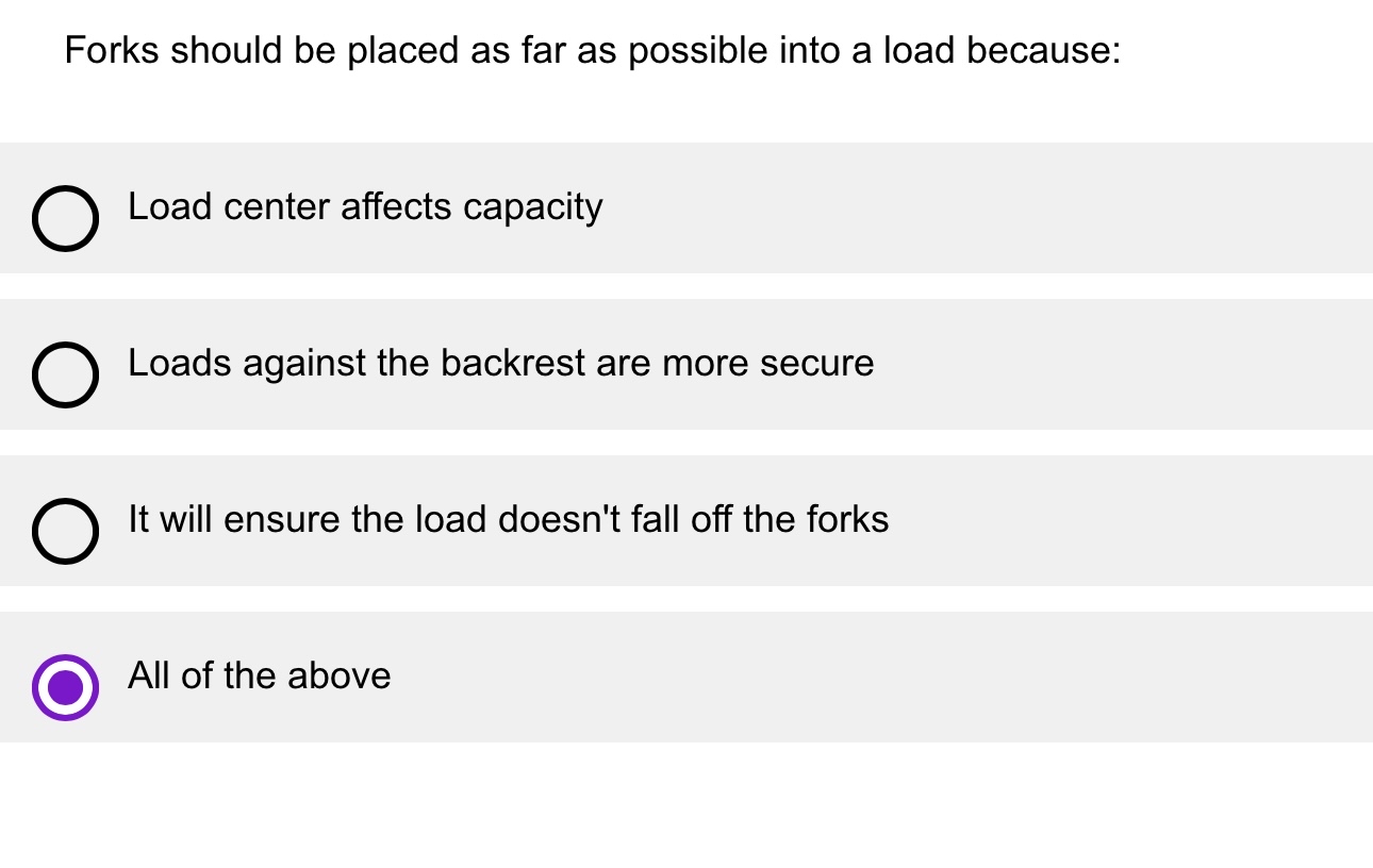 Solved Forks should be placed as far as possible into a load | Chegg.com