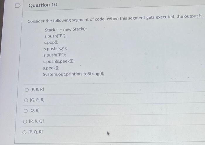 Solved Consider the following segment of code. When this | Chegg.com