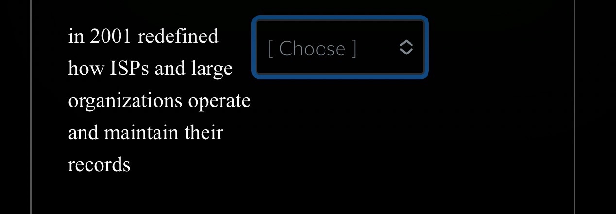 Solved in 2001 ﻿redefined how ISPs and large organizations | Chegg.com