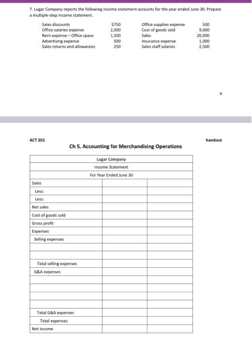 Solved 7. Lugar Company reports the following income | Chegg.com