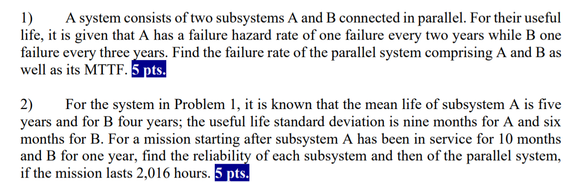 Solved A system consists of two subsystems A and B | Chegg.com