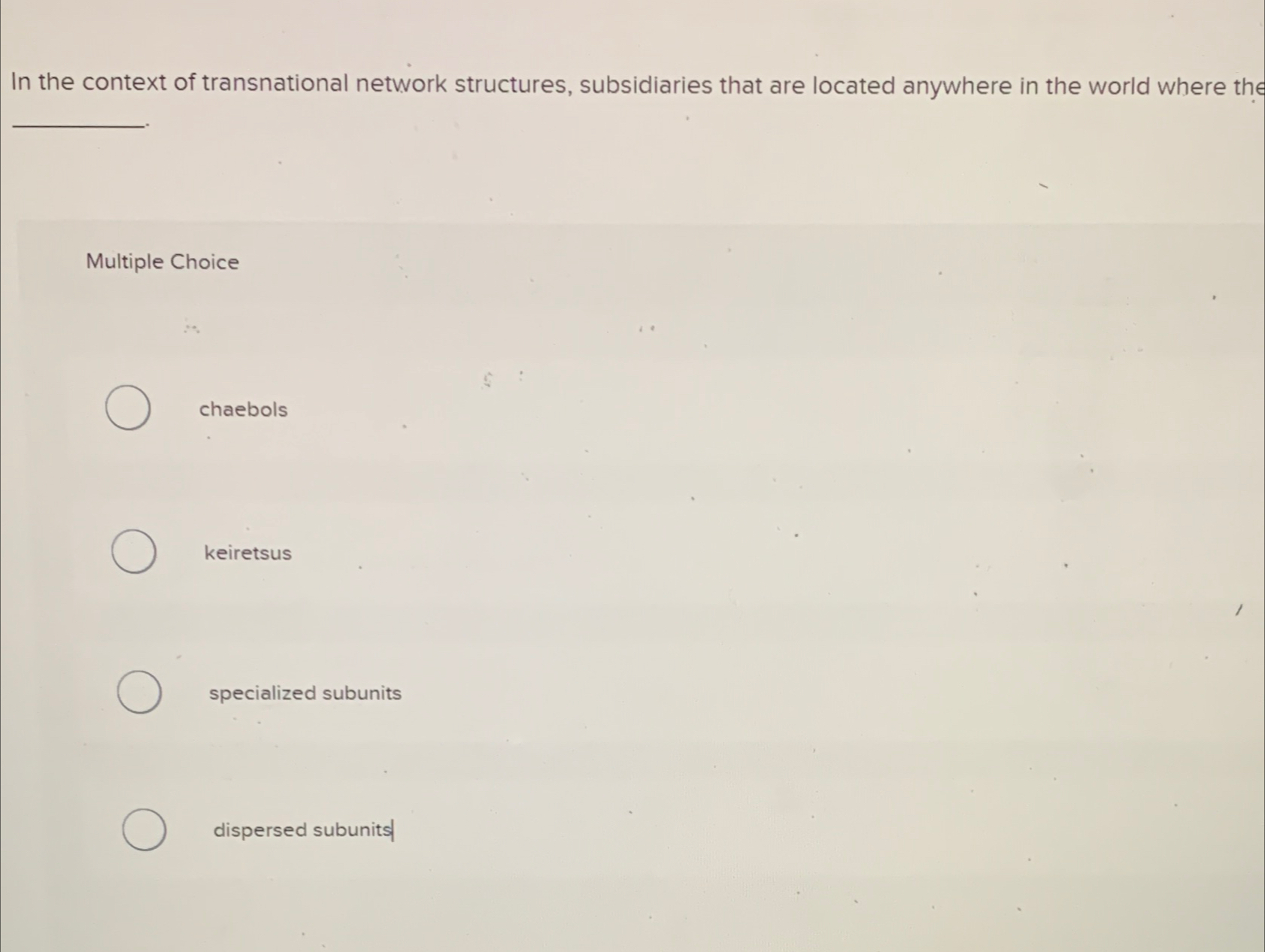 Solved In the context of transnational network structures, | Chegg.com