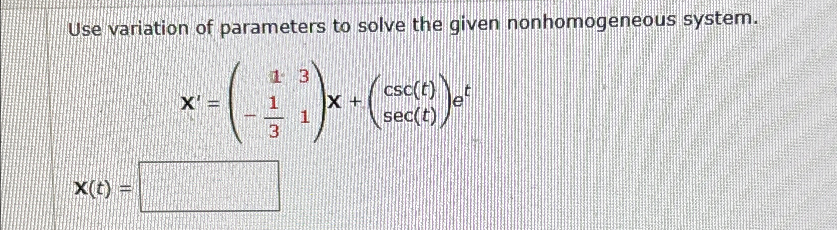 Use variation of parameters to solve the given | Chegg.com