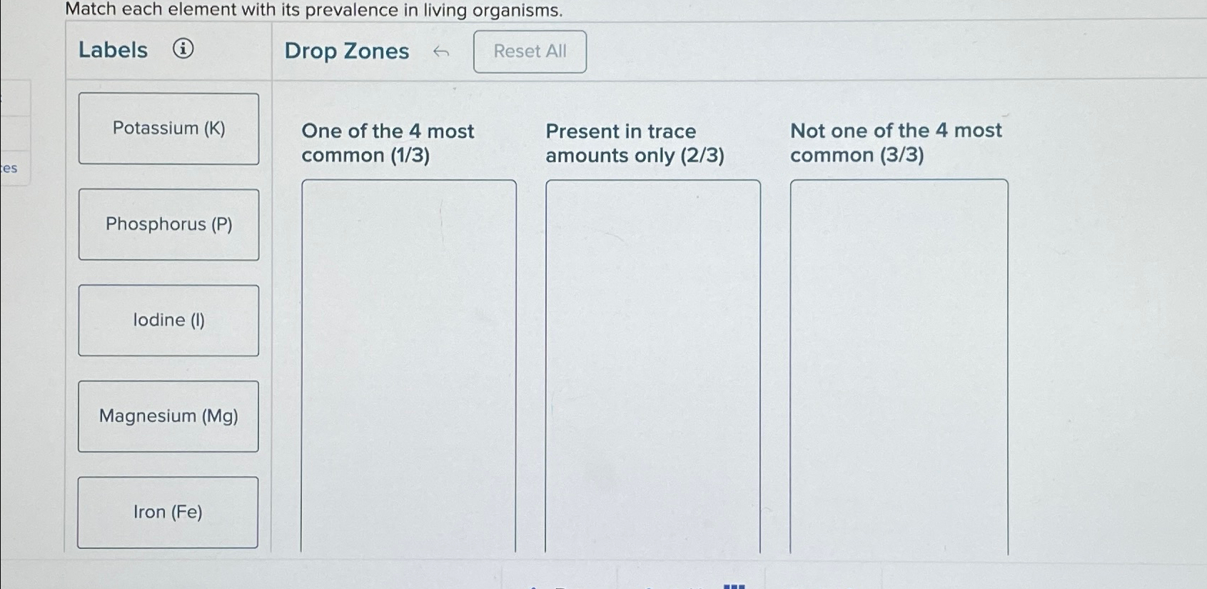 Solved Match each element with its prevalence in living | Chegg.com