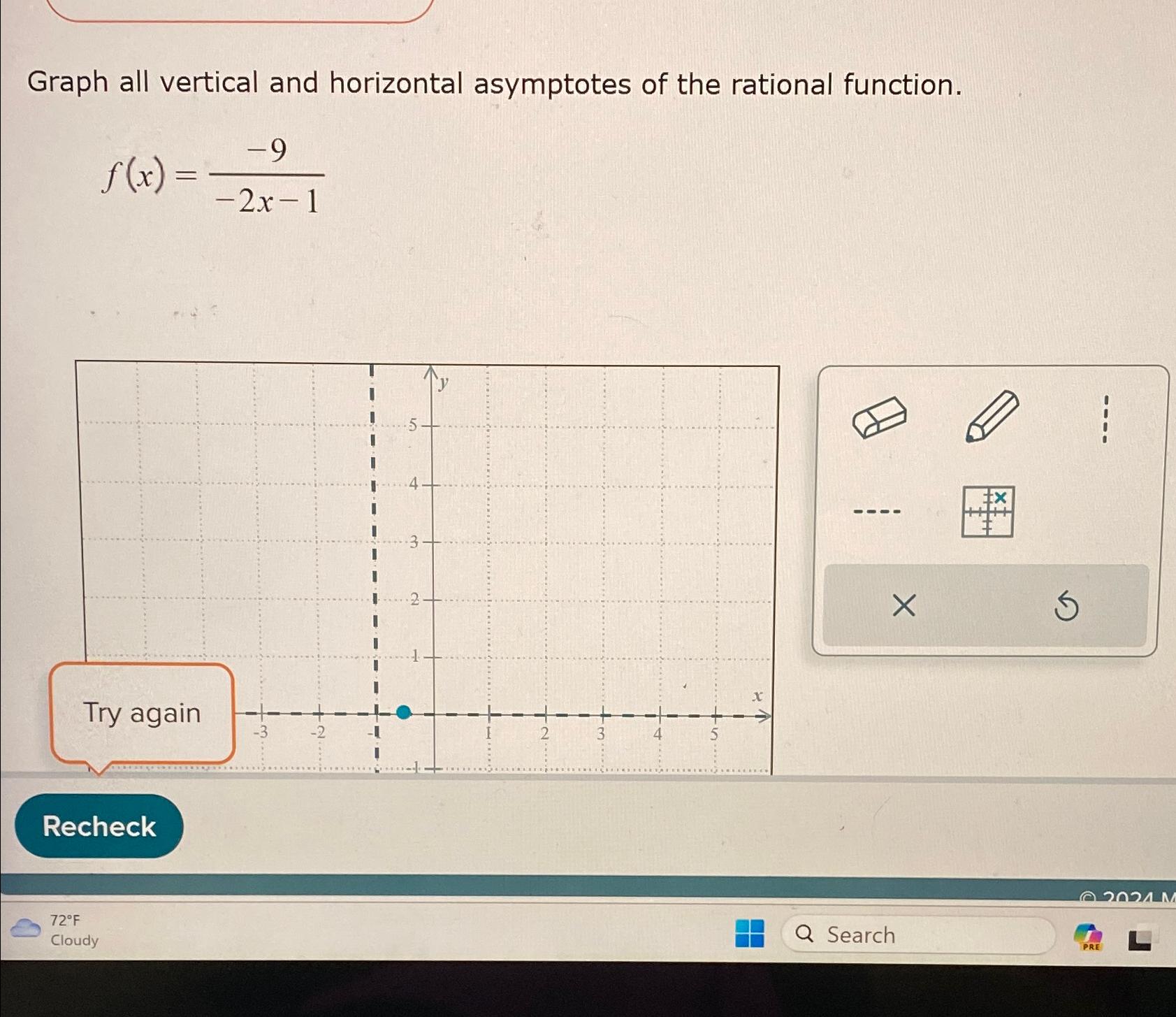 Solved Graph all vertical and horizontal asymptotes of the | Chegg.com