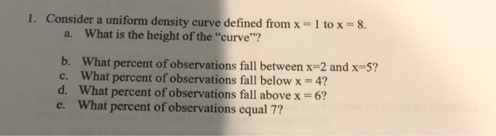 Solved 1. Consider a uniform density curve defined from x = | Chegg.com
