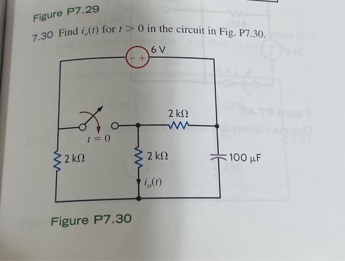 Solved 7.30 Find io(t) for t>0 in the circuit in Fig. P7.30. | Chegg.com
