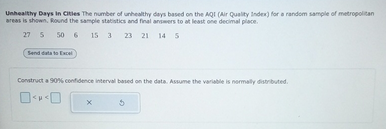 Solved Unhealthy Days In Citles The number of unhealthy days | Chegg.com