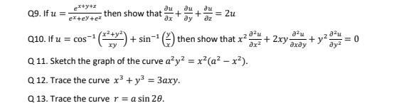 Solved ex+y+z au au ex+eY+ex + 2xy axay อน + y2 0 0х2 09. If | Chegg.com