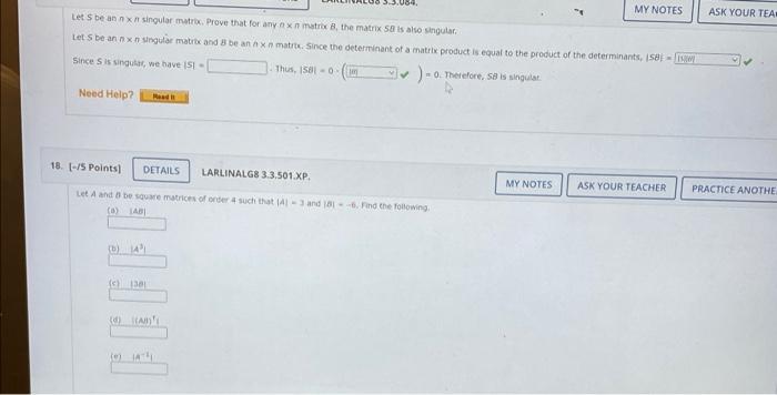 Solved Let s be an nxn matrix B, the matrix SB is also | Chegg.com